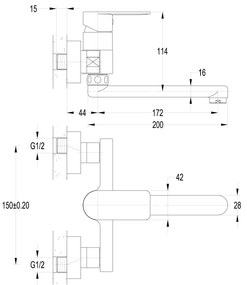 Sapho, CONCORDE nástěnná baterie, chrom, CO625