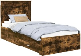 Rám postele s čelo Kouřový dub 90 x 190 cm Kompozitní dřevo 3410362