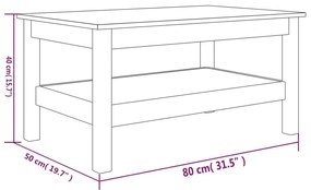 Konferenční stolek bílý 80 x 50 x 40 cm masivní borové dřevo - Default Title
