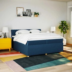 Box spring postel s matrací modrá 200x200 cm textil 3287576