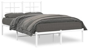 Kovový rám postele s čelem bílý 120 x 200 cm