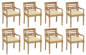 Židle Batavia s poduškami 8 ks masivní teakové dřevo,  3073366