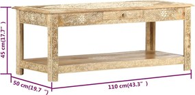 Konferenční stolek 110x50x45 cm ruční malba masivní mangovník 286146