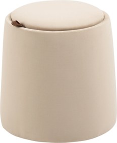 HOMCOM Otoman kulatý s úložným prostorem v béžovém sametovém vzhledu s odnímatelným víkem Ø44cm x 47,5cm jako odkládací stolek | Aosom.de
