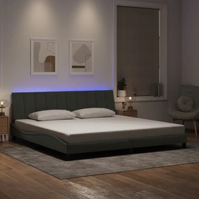 Rám postele s LED osvětlením bez matrace Hanko světle šedý 200 x 200 cm samet 3213799