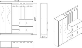 Předsíňová stěna Houseland Gibson borovice Atlantic/antracitově šedá