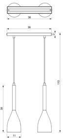 Lustr na lanku MUZA 2xE27/60W/230V