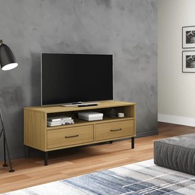vidaXL TV skříňka s kovovými nohami masivní borové dřevo OSLO [351025] Barva: Šedá