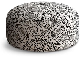 Sablio Taburet Circle Bílé mehendi: 38x48 cm