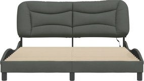 Rám postele s LED bez matrace Hvar Tmavě šedá 160x200 cm Látka 3213712