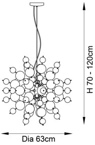 Endon 81583 - Lustr na lanku JOULES 9xE14/7W/230V lesklý chrom/kouřová