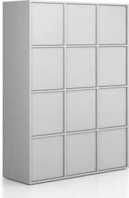Kancelářská skříň FRAME, 12x dveře, 1299 x 450 x 1735 mm, PUSH-lock, šedá