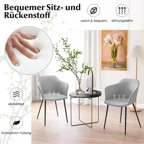 Costway Sada 2 jídelních židlí čalouněné židle s ergonomickým opěradlem šedo