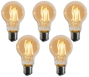 Sada 5 stmívatelných LED žárovek E27 A60 zlatých 4W 420 lm 2200K