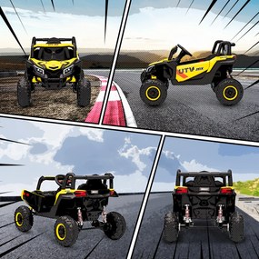 AIYAPLAY Dětské elektrické auto UTV 12 V, dětský elektrický buggy s dálkovým ovládáním, 96 x 61 x 56 cm, žlutá