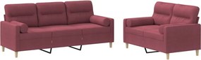 2dílná sedací souprava s polštáři vínová textil 3201622