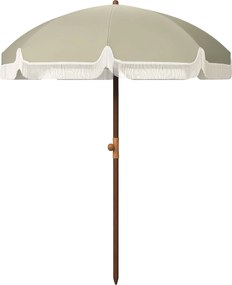 Velký slunečník Outsunny s třásněmi Ø190 cm, venkovní terasový slunečník s UV40+ ochranou, odolný proti větru, vodotěsný, 32 mm tyč a světle olivově z
