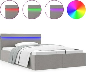 Rám postele LED úložný prostor světle šedý textil 140 x 200 cm 285609