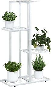 4patrový stojan na květiny 43 x 22 x 76 cm bílý kov 336109
