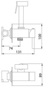 Aqualine - Bidetová baterie se sprškou pro podomítkovou instalaci matná černá