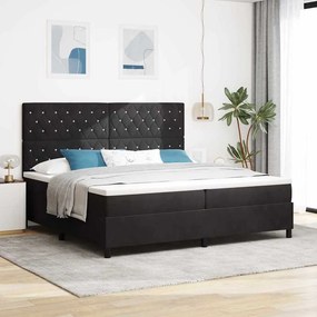 Postel s boxspringem s matrací s čelo Černý 200 x 200 cm samet 3339790