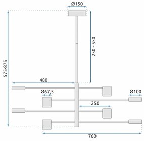 Stropní svítidlo Diagonal Eight černé