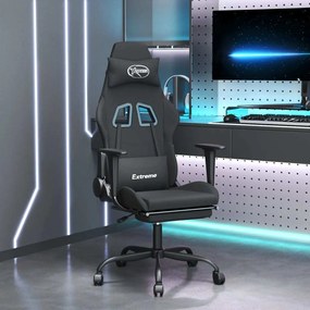 vidaXL Masážní herní židle s podnožkou černá a textil [345486] Barva: Černá