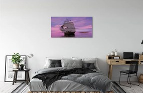 Obrazy na plátně Fialové nebe ship sea 140x70 cm
