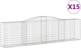 Klenuté gabionové koše 15ks 400x50x100/120cm pozinkované železo 3147005
