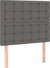 Box spring postel s matrací a LED šedá 120x200 cm umělá kůže 3135937