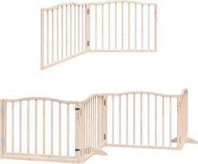 Zábrana pro psy s dvířky skládací 6 panelů 480 cm topol 3155609