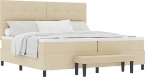 Postel s boxspringem s čelo Krémová 200 x 200 cm textil 3344098