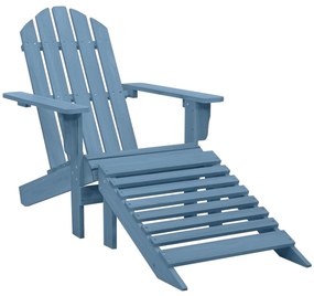Zahradní židle Adirondack s podnožkou masivní jedle modrá 315865