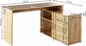 Univerzální rohový PC stůl, dub artisan, TERINO