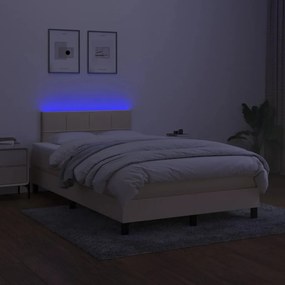 Box spring postel s matrací a LED krémová 120x190 cm textil 3270044