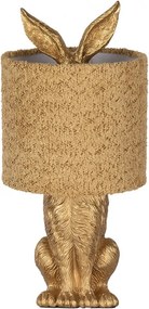 Zlatá stolní lampa králík s chlupatým stínidlem Rabbi - Ø 20*43 cm / E27