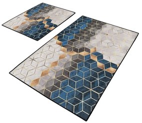 Modro-šedé koupelnové předložky v sadě 2 ks 60x100 cm Optic – Mila Home