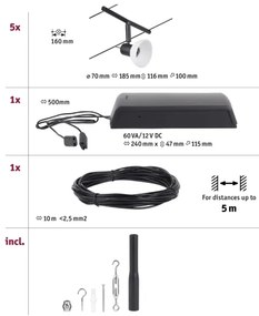 Paulmann 94450 - SADA 5xGU5,3/10W Bodové svítidlo SHEELA 230V černá