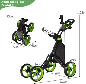 Costway Golfový vozík se 4 koly Golfový vozík Golfový skládací