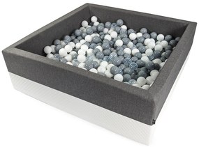 XXL suchý bazének 120 x 120 x 40 - tmavě šedý/bílá eco kůže + 550 míčků