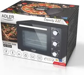 Adler AD 6024 černá / Elektrická trouba / 22L / 90°C - 245°C / 5 režim