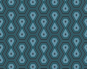Vliesová tapeta modrá, černá, šedá, geometrická 377072 / Tapety na zeď 37707-2 Jungle Chic (0,53 x 10,05 m) A.S.Création