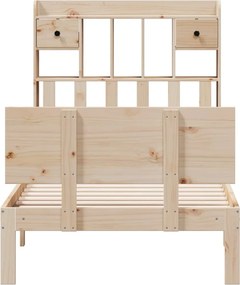 Postel s knihovnou bez matrace 90 x 190 cm masivní borovice 3322678
