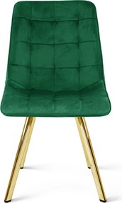 Jídelní židle CIEZA VELVET se zlatými nohami, zelená