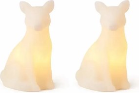 LED svíčky z pravého vosku na baterky, liška, 7 × 10 cm, bílá, sada 2 ks, CR2032