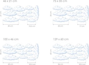 Oblaka samolepky na zeď arch 46 x 21 cm