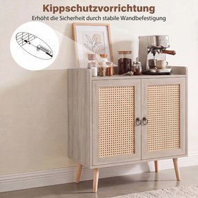 Costway Příborník s ratanovými dvířky kuchyňská skříňka – 67 × 38 × 77 cm