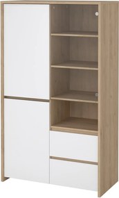 FALCO Vitrína Nerea 317 jackson hickory/bílý lesk