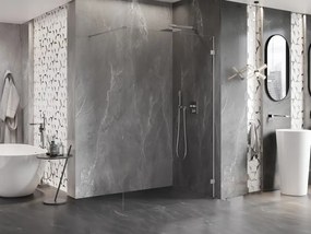 Mexen Lunar, sprchová stěna pravá 130 x 200 cm, průhledná 8 mm, broušený nikl, 830-130-000-97-00-P