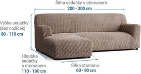 Bielastické potahy MOSAICO oříškové sedačka s otomanem vlevo (š. 170 - 300 cm)